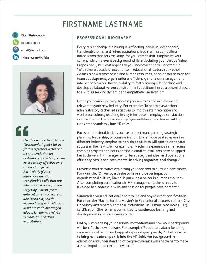 Career Change Document Templates | Distinctive Templates