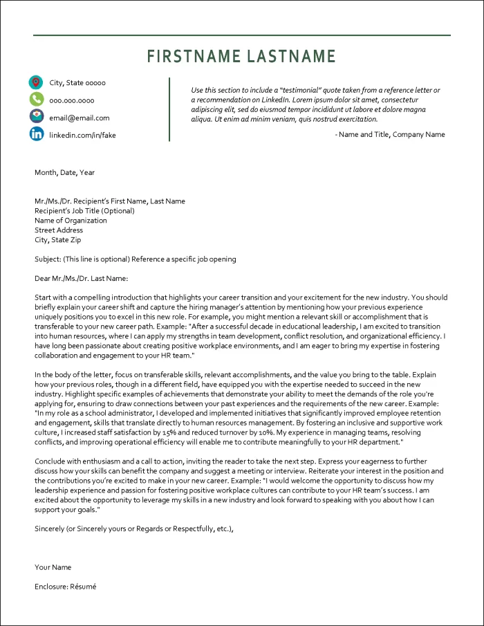 Career Change Document Templates | Distinctive Templates