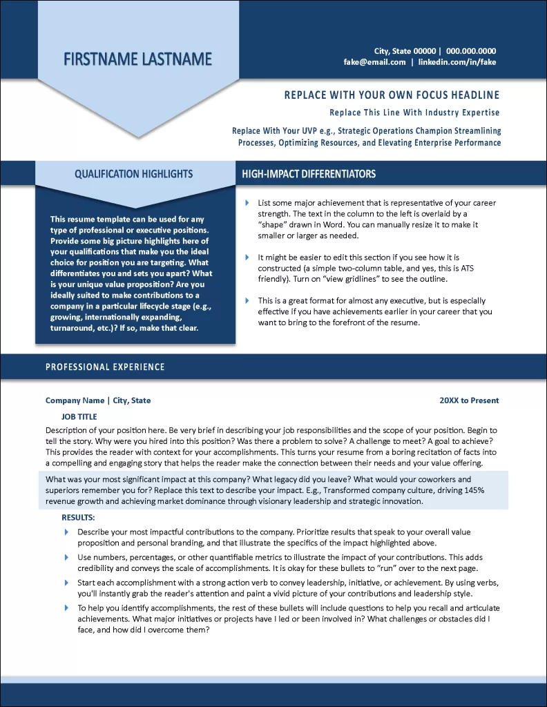 Professional Resume Design Template | Distinctive Templates