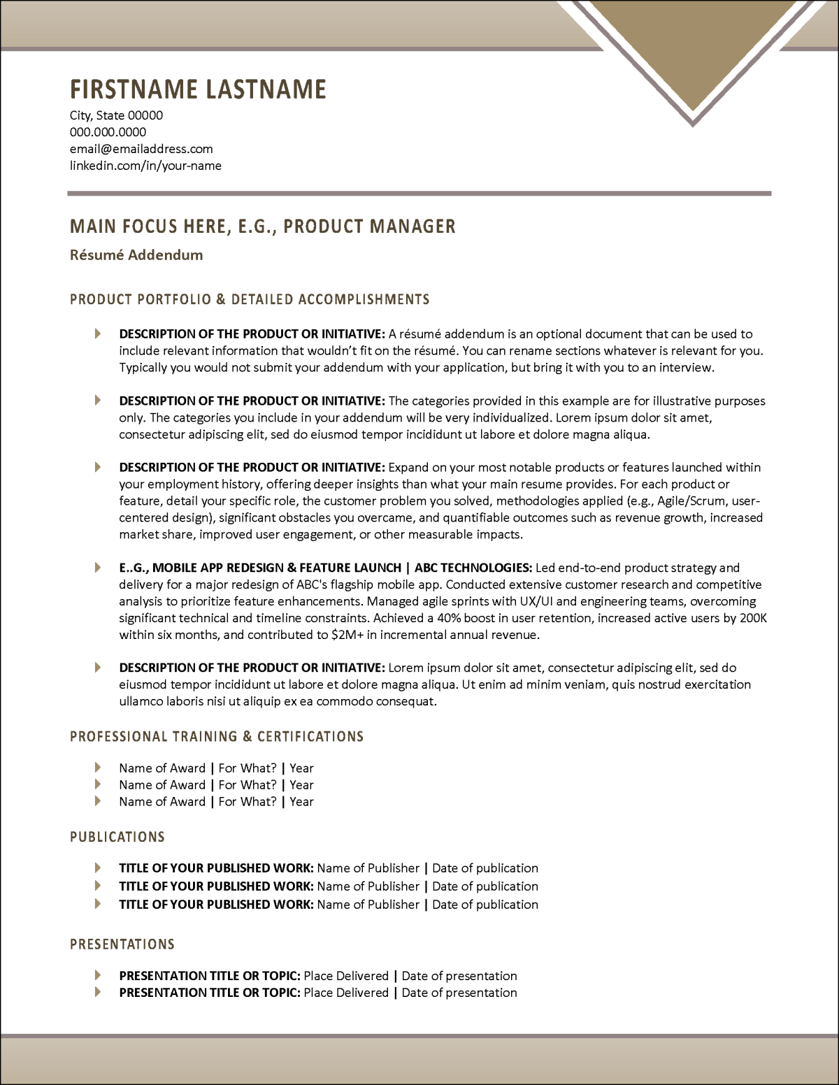 Product Manager Resume Template | Distinctive Templates