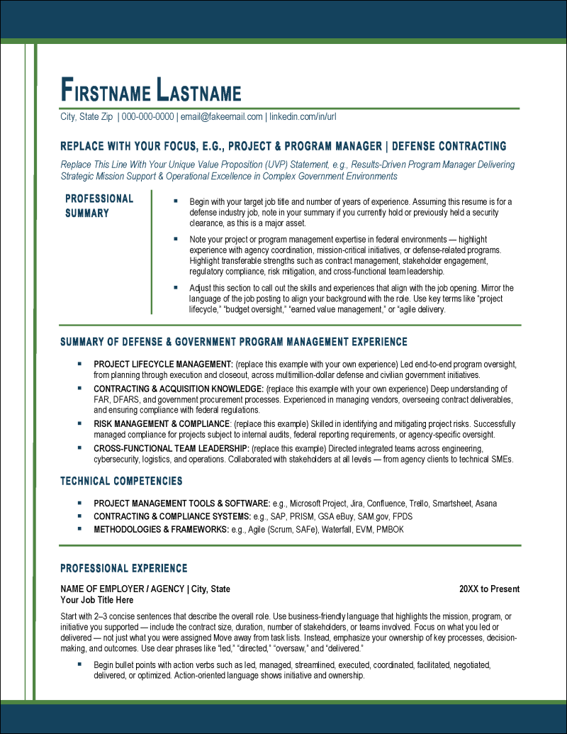 Federal Service to Private Sector Resume Toolkit - Distinctive Resume ...