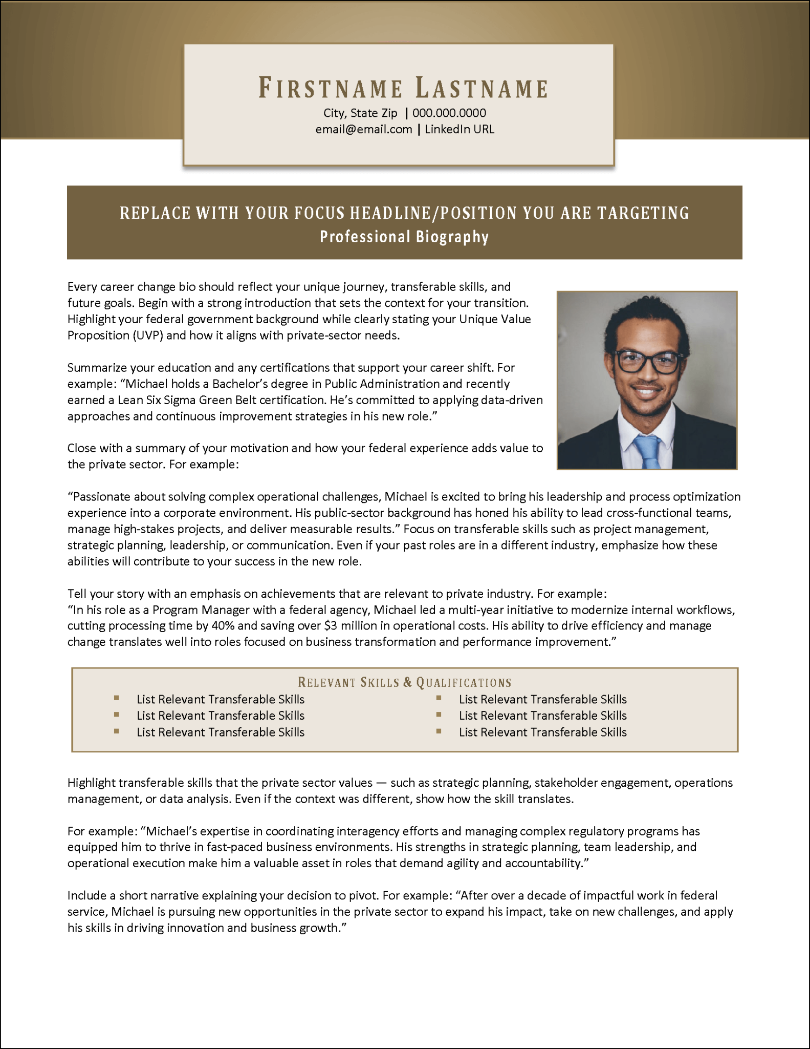 Federal to Private Resume Template | Distinctive Templates
