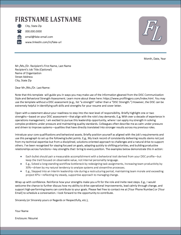 DISC Assessment Resume Template for MS Word | Distinctive Templates