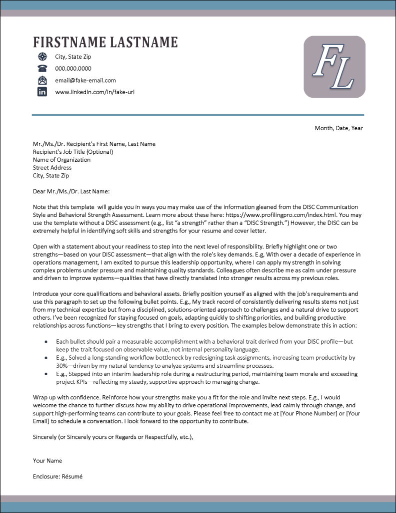 DISC Profile Career Document Suite | MS Word Templates