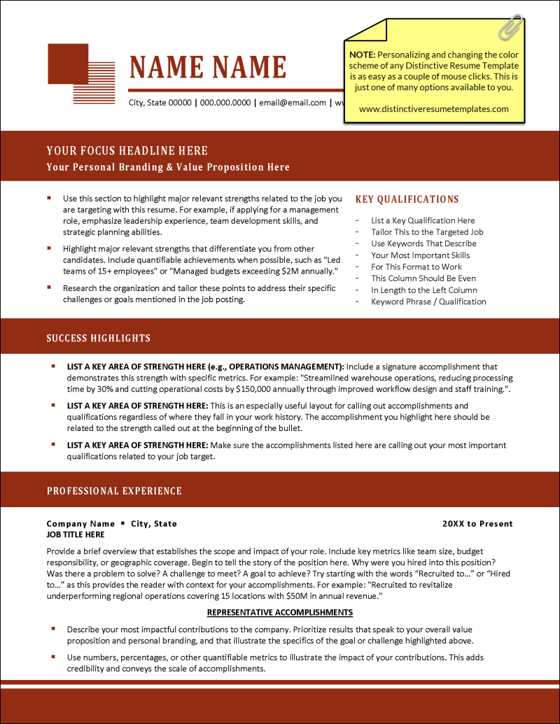 Next Stage MS Word Resume Template | Distinctive Templates