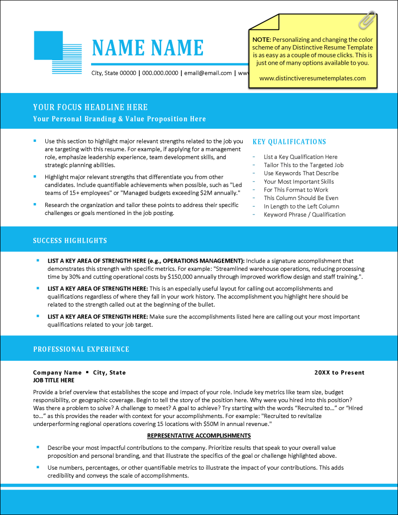 Next Stage MS Word Resume Template | Distinctive Templates