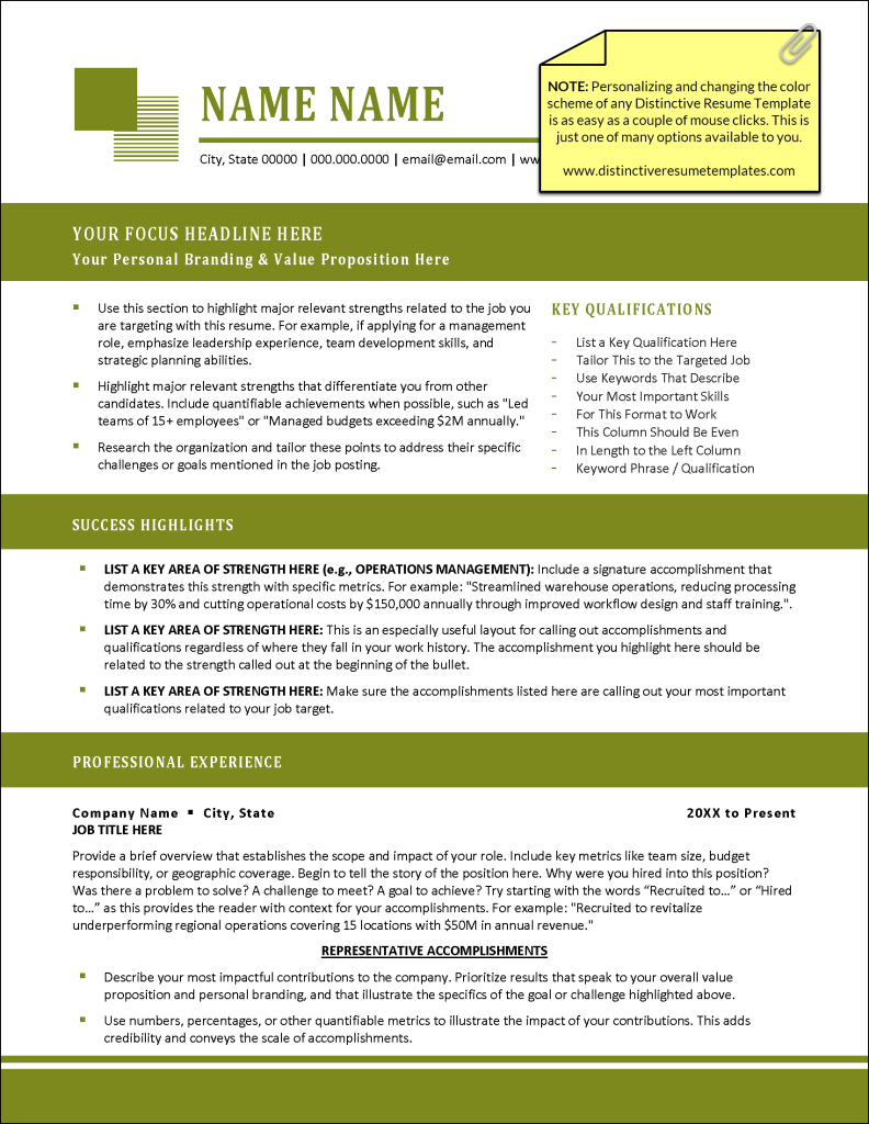 Next Stage MS Word Resume Template | Distinctive Templates