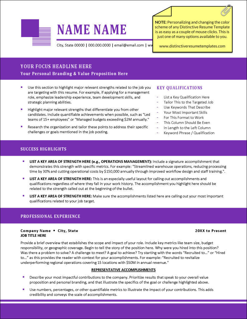 Next Stage MS Word Resume Template | Distinctive Templates