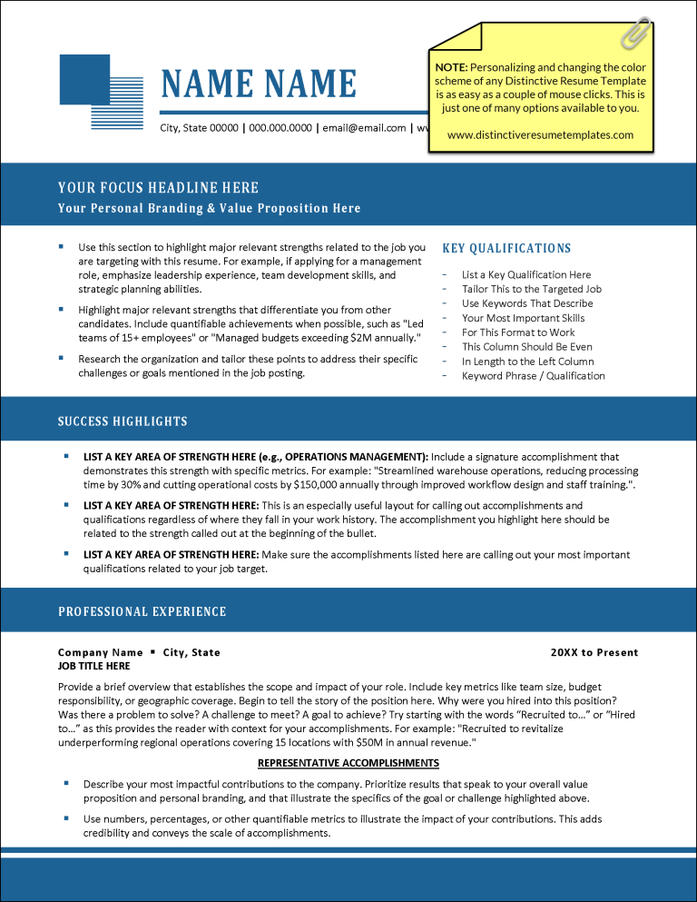 Next Stage MS Word Resume Template | Distinctive Templates