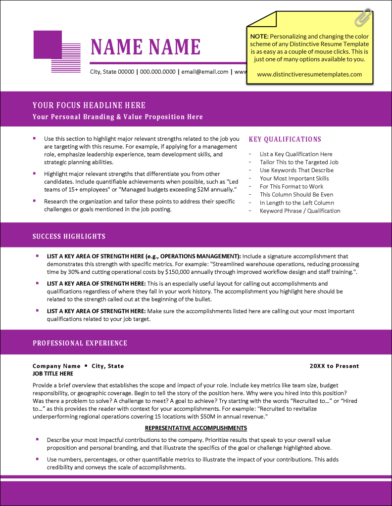 Next Stage MS Word Resume Template | Distinctive Templates