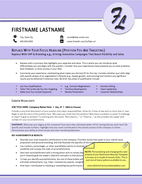 Versatile Professional Resume Template | Distinctive Templates