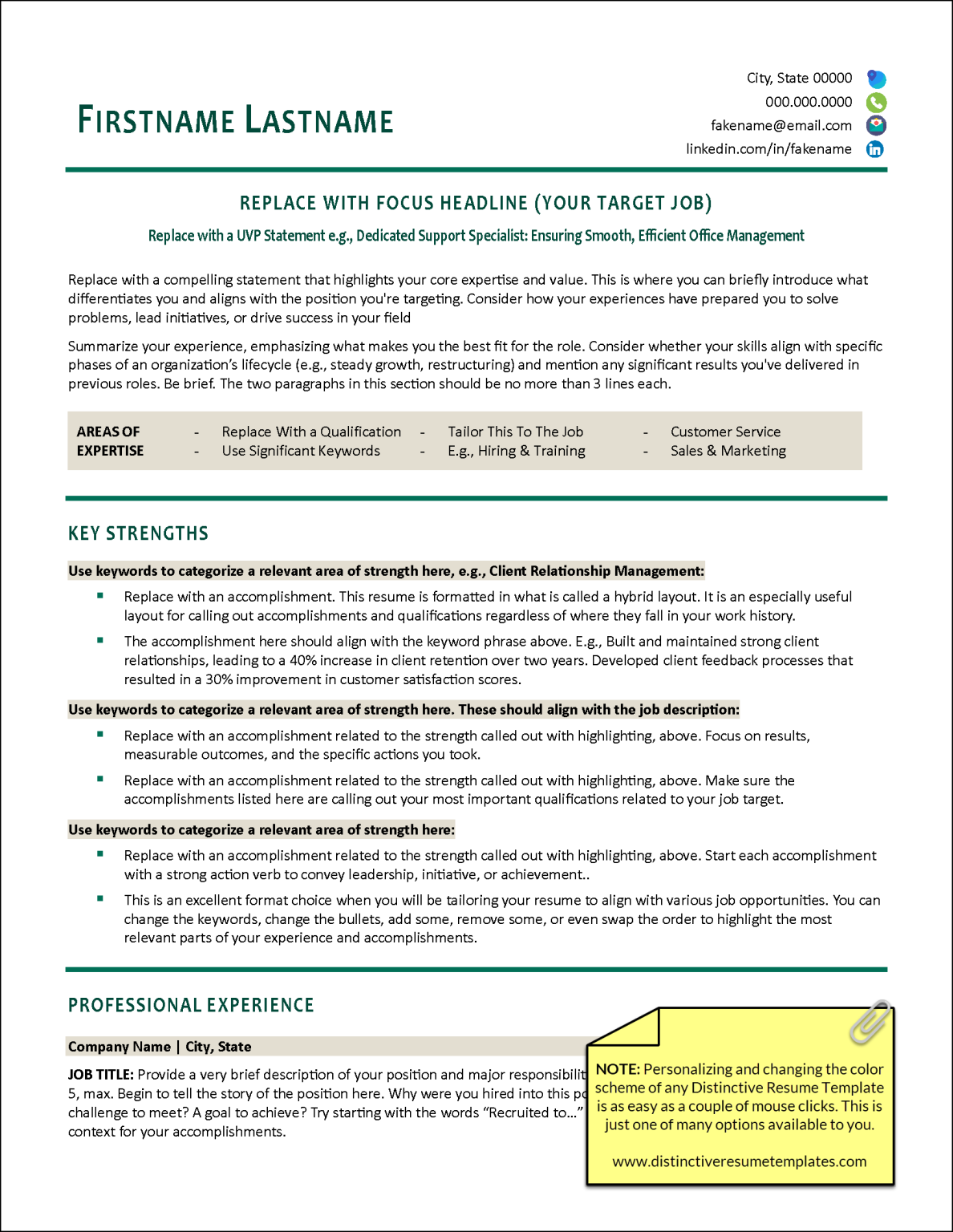 Perfected – Professional Resume Template | Distinctive Templates