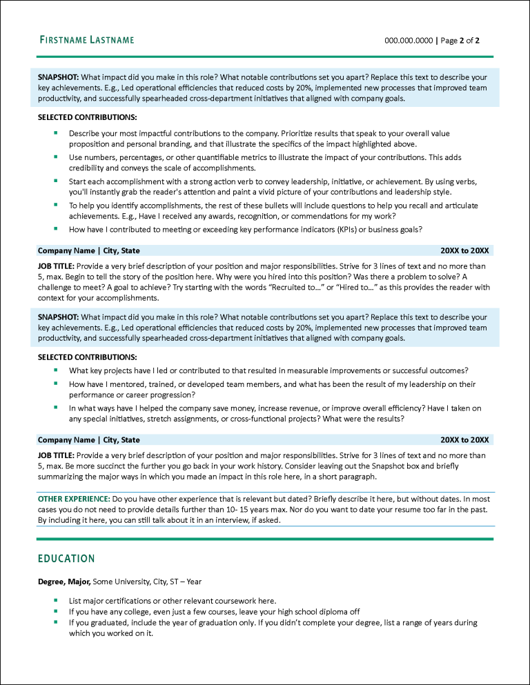 Perfected – Professional Resume Template | Distinctive Templates